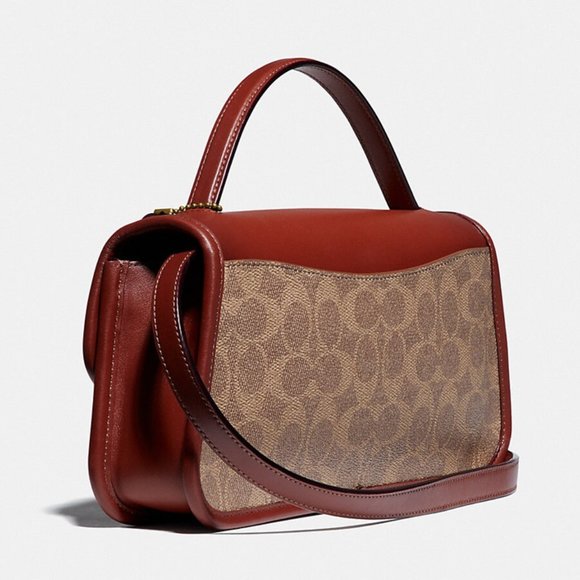 Coach | Bags | Coach Signature Canvas Turnlock Clutch Bag Medium Beige ...